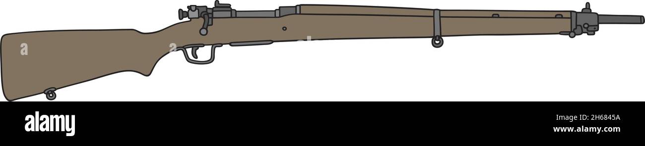 The vectorized hand drawing of an old military rifle Stock Vector Image ...