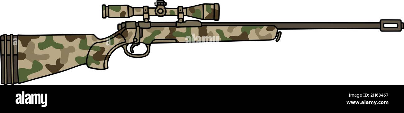 The vectorized hand drawing of a military rifle Stock Vector Image ...