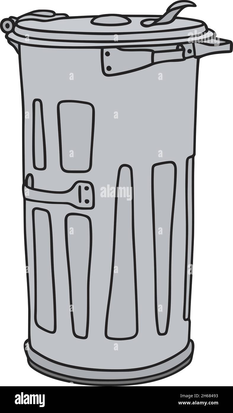 The vectorized hand drawing of a classic steel dustbin Stock Vector ...