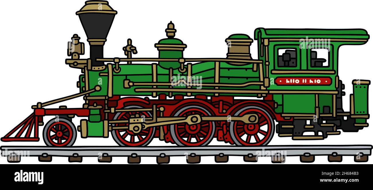 The vectorized hand drawing of a vintage american steam locomotive Stock Vector Image & Art - Alamy