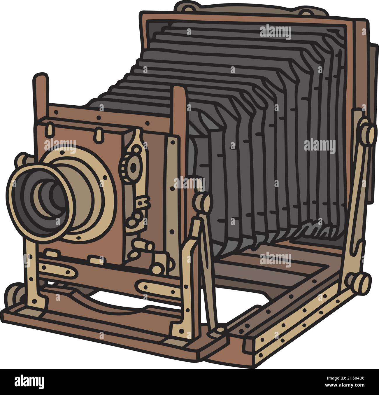 The vectorized hand drawing of a retro photographic camera Stock Vector ...