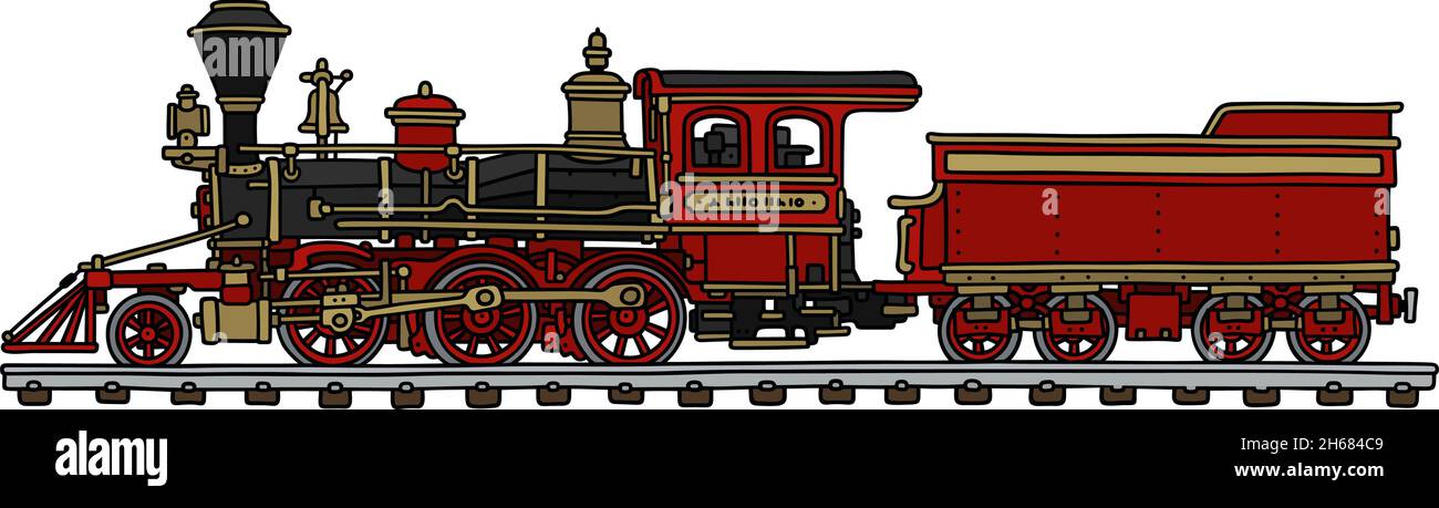 The vectorized hand drawing of a vintage american steam locomotive Stock Vector Image & Art - Alamy