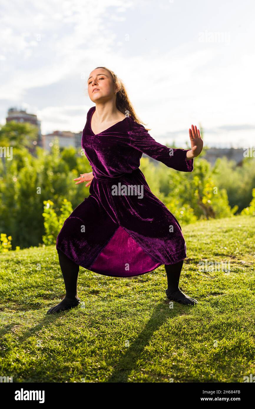 a hispanic ballerina beautiful dancer enjoy rhythm in motion with happy ...
