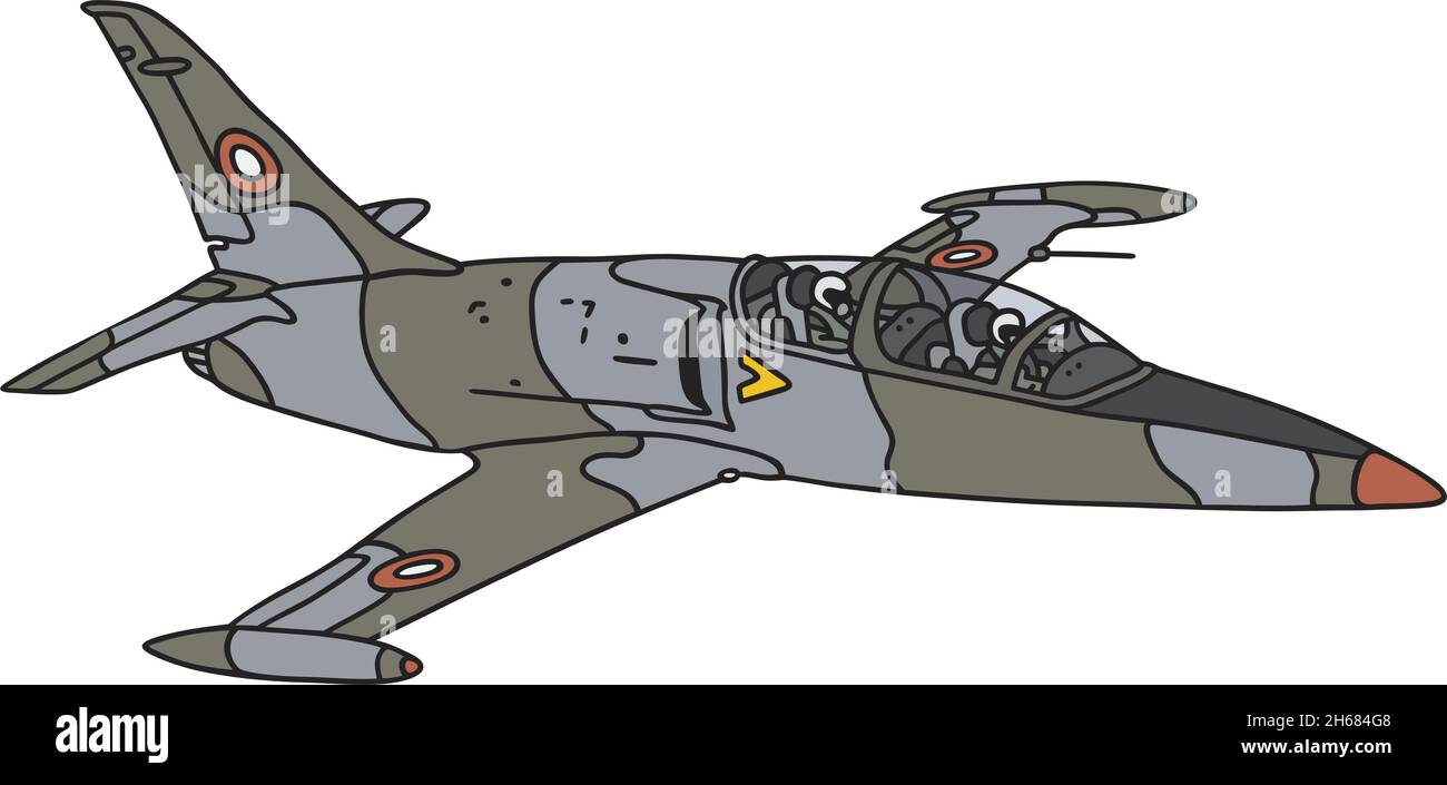 The vectorized hand drawing of a small military jett aircraft Stock ...