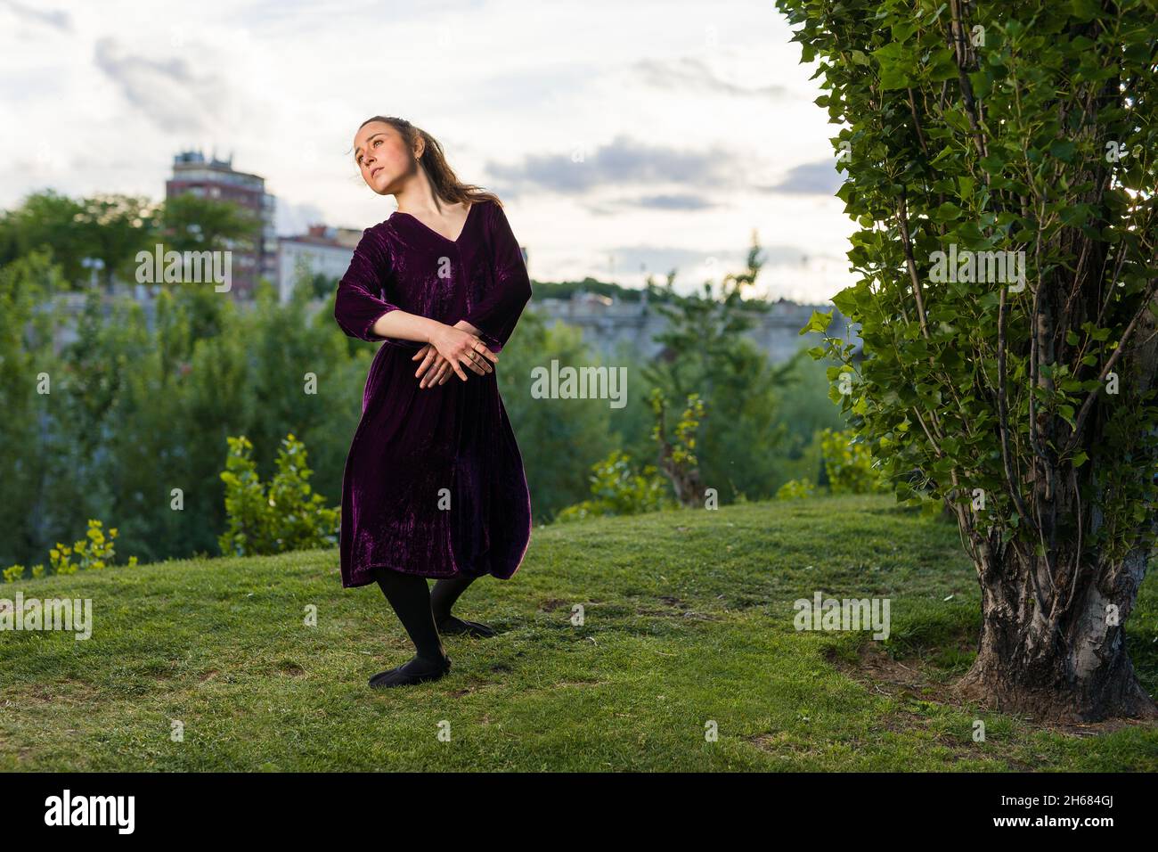 a hispanic ballerina beautiful dancer enjoy rhythm in motion with happy ...