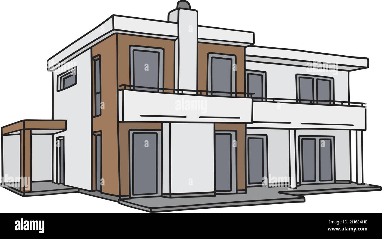 the vectorized hand drawing of a modern house Stock Vector Image & Art ...