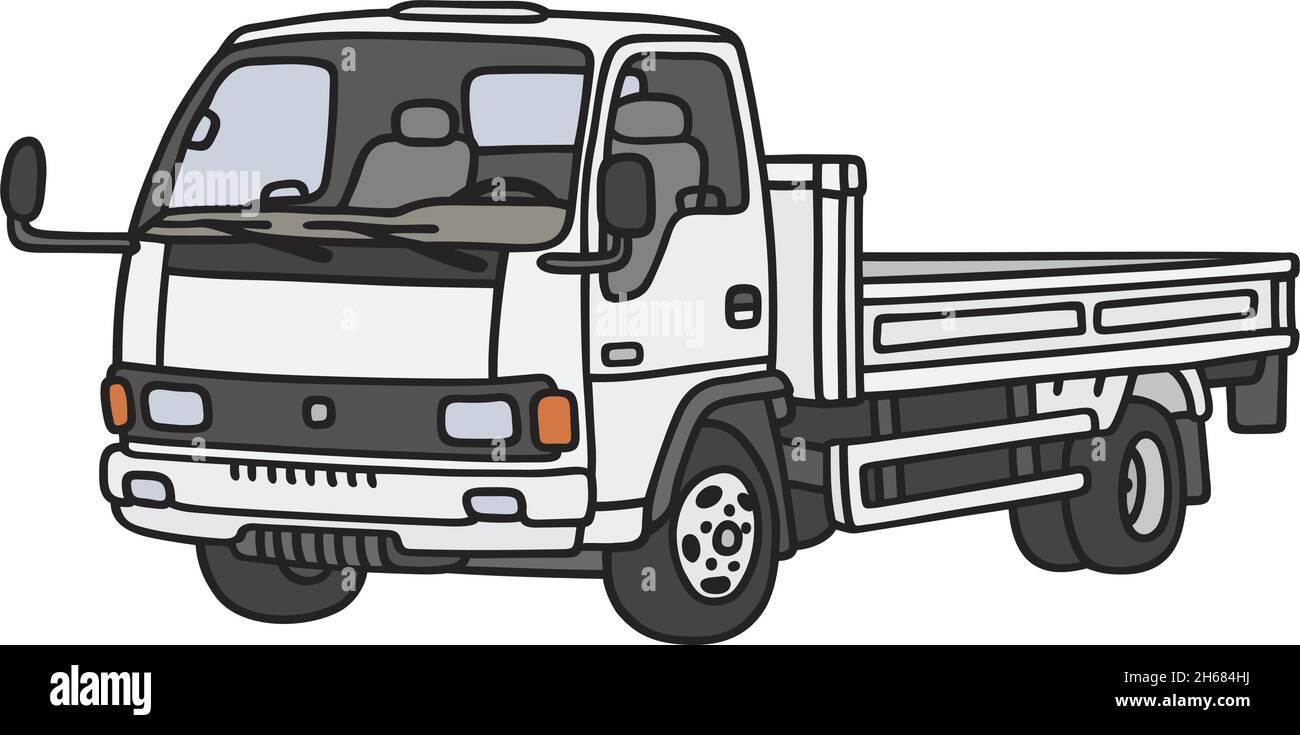 The vectorized hand drawing of a white small truck Stock Vector Image ...