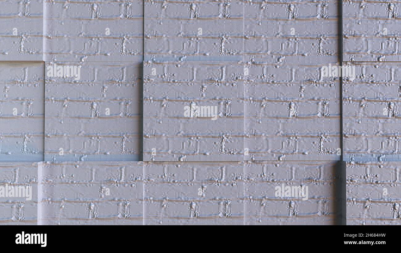 Architectural masonry with 3d render of square cutouts. Fashionable ...