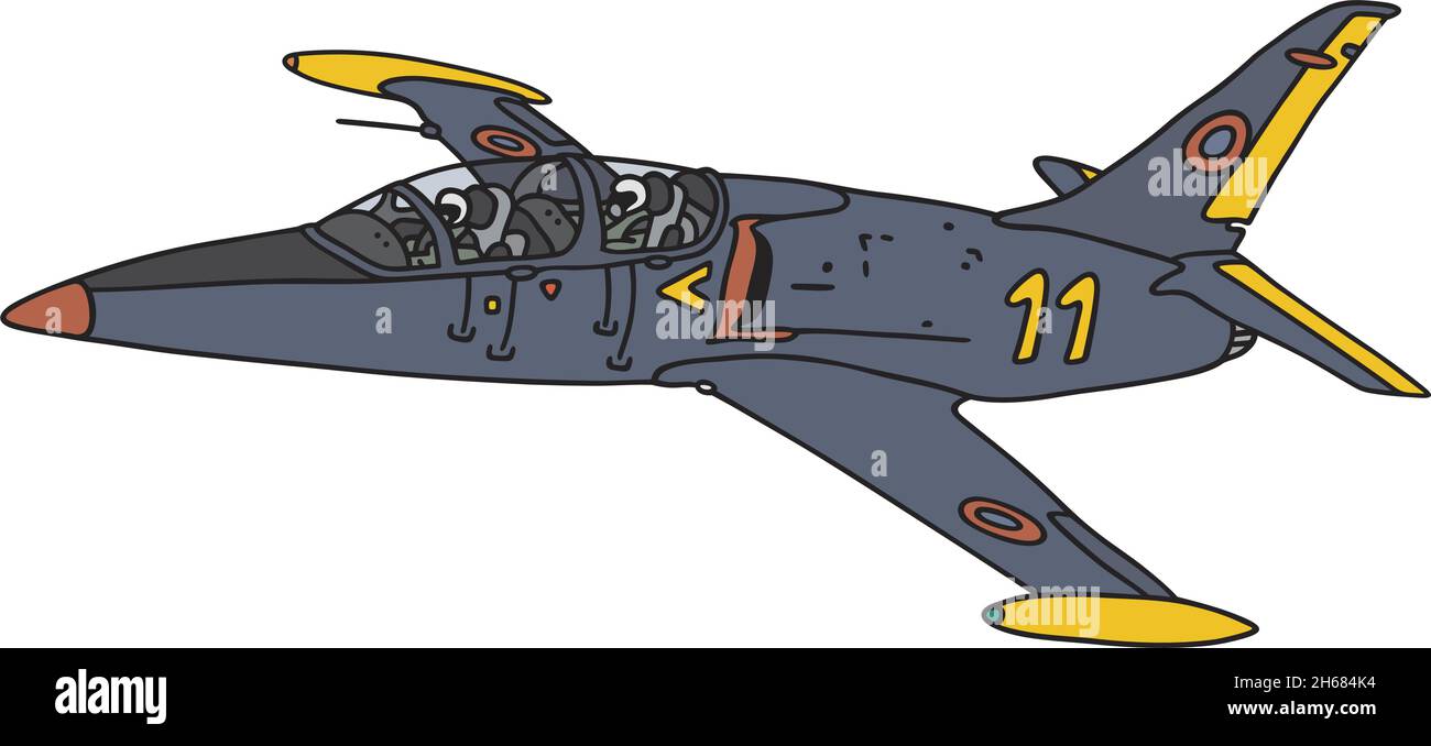The vectorized hand drawing of a small military jett aircraft Stock ...