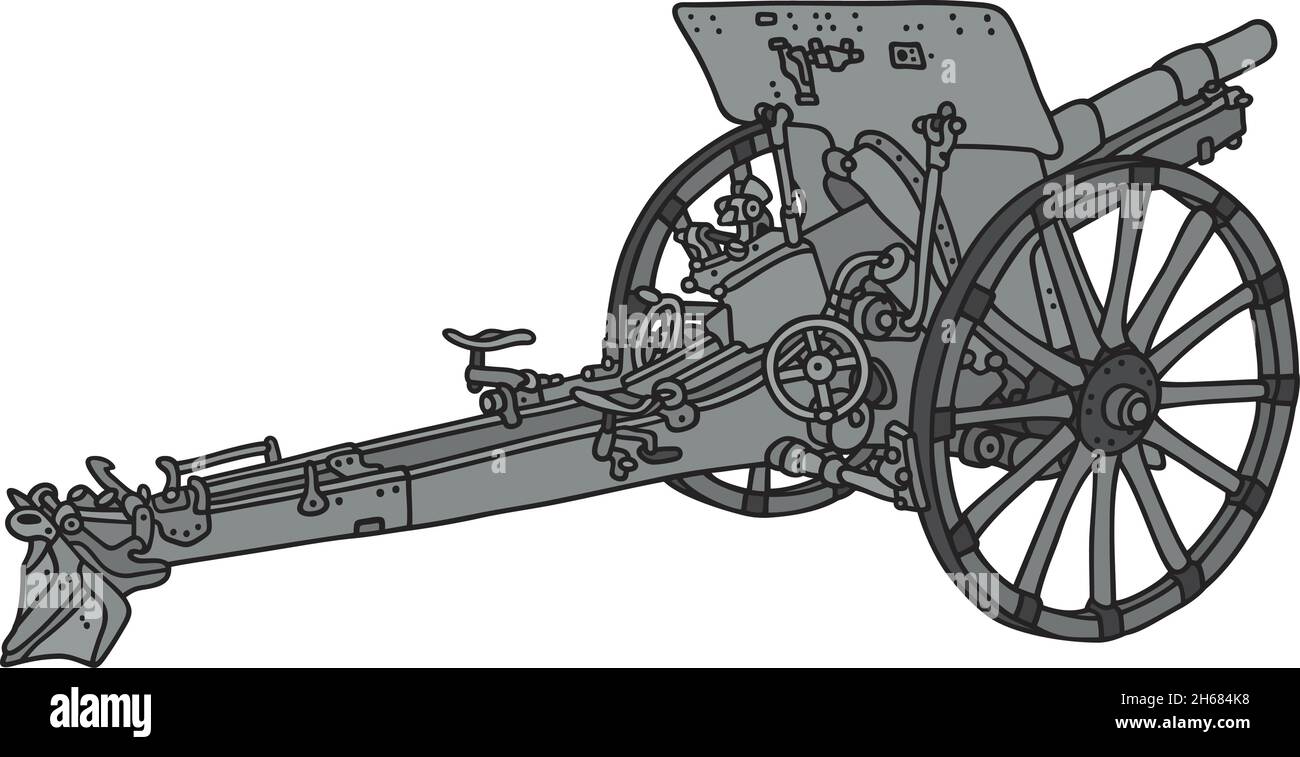 The vectorized hand drawing of an old field gray cannon Stock Vector ...