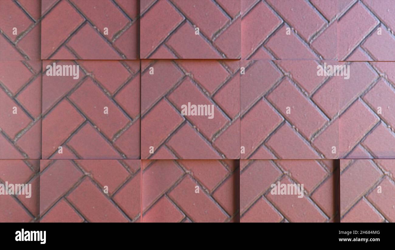 Architectural masonry with 3d render of square cutouts. Fashionable ...