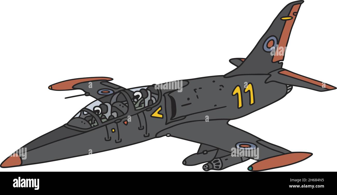 The vectorized hand drawing of a small military jett aircraft Stock ...