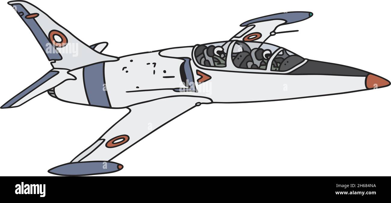The vectorized hand drawing of a small military jett aircraft Stock ...
