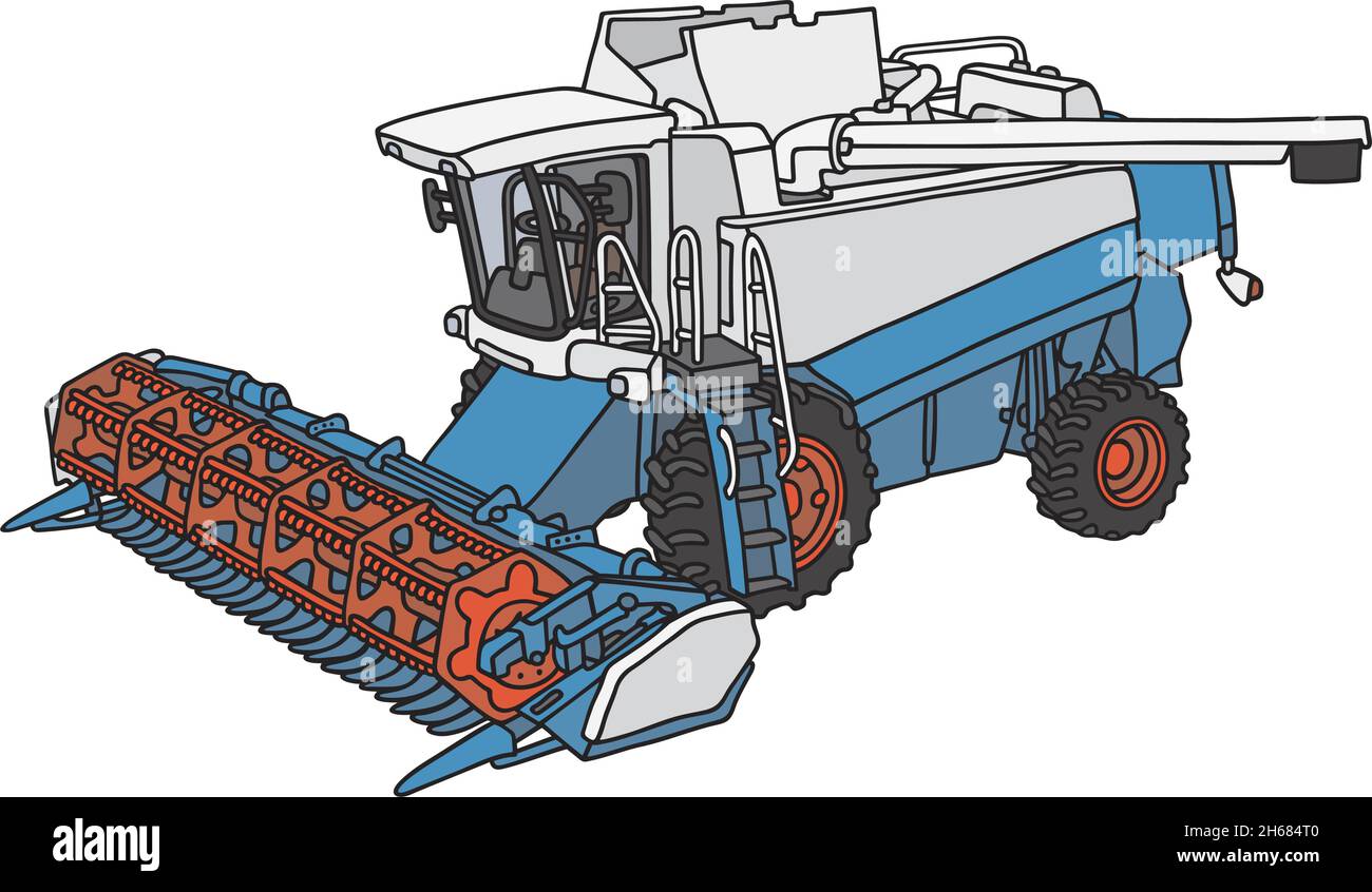 The blue and white harvester Stock Vector Image & Art - Alamy
