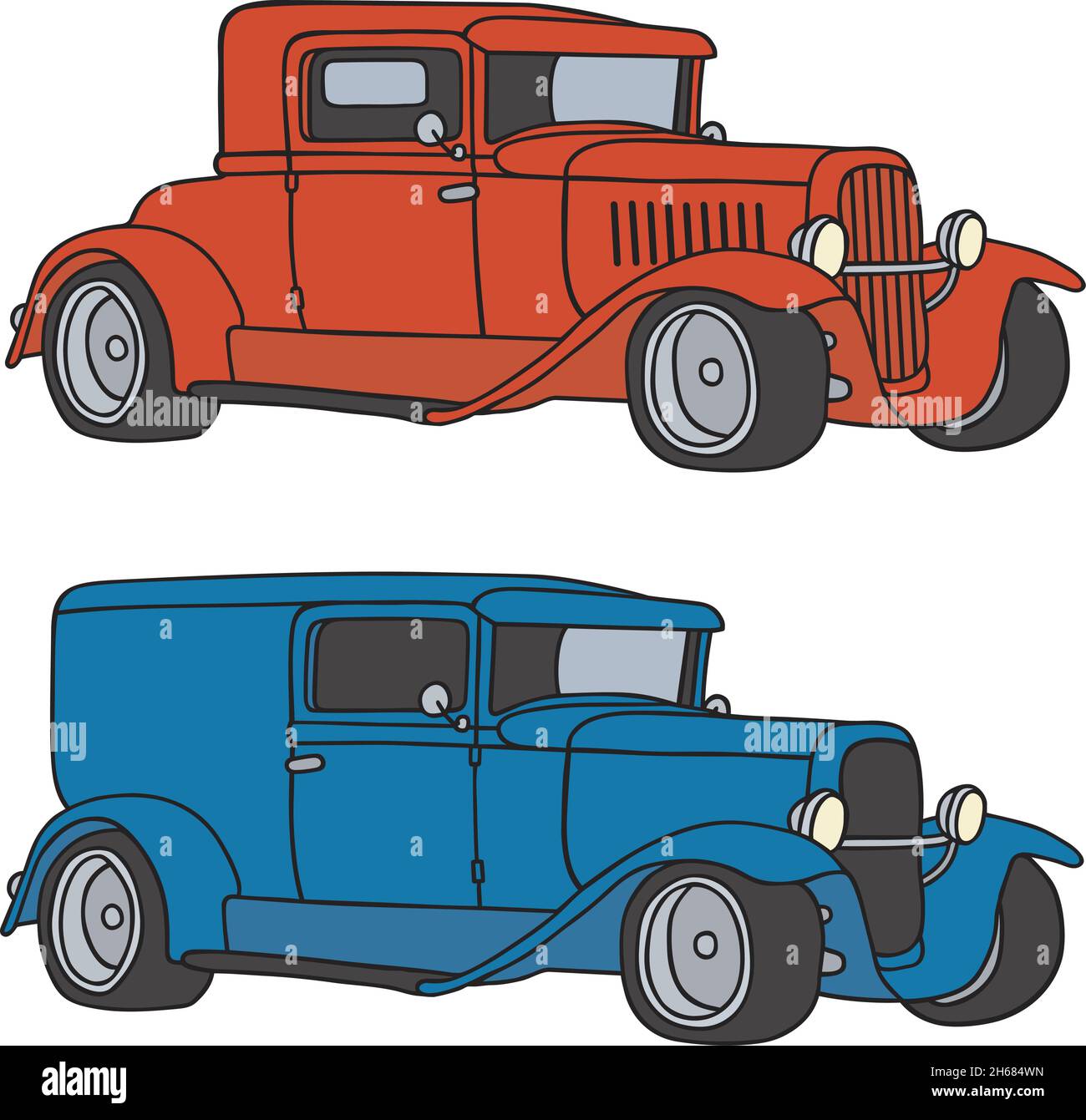 two funny color vintage cars Stock Vector Image & Art - Alamy