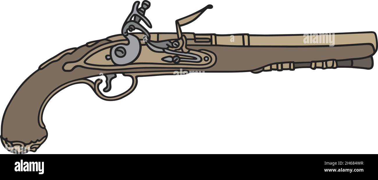 The vectorized hand drawing of a historical matchlock handgun Stock ...