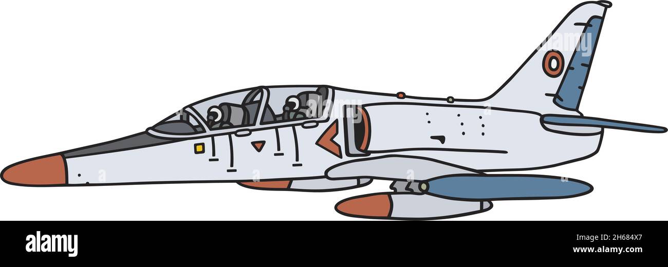 The vectorized hand drawing of a small military jett aircraft Stock ...