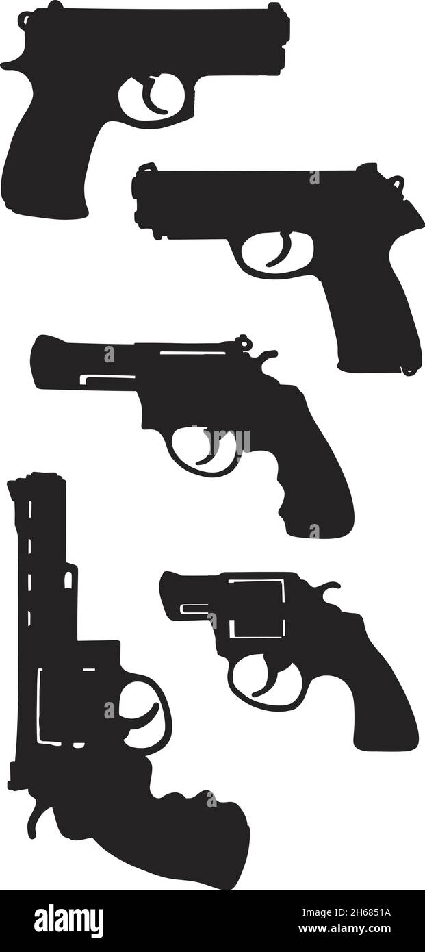 five black silhouettes of handguns Stock Vector Image & Art - Alamy