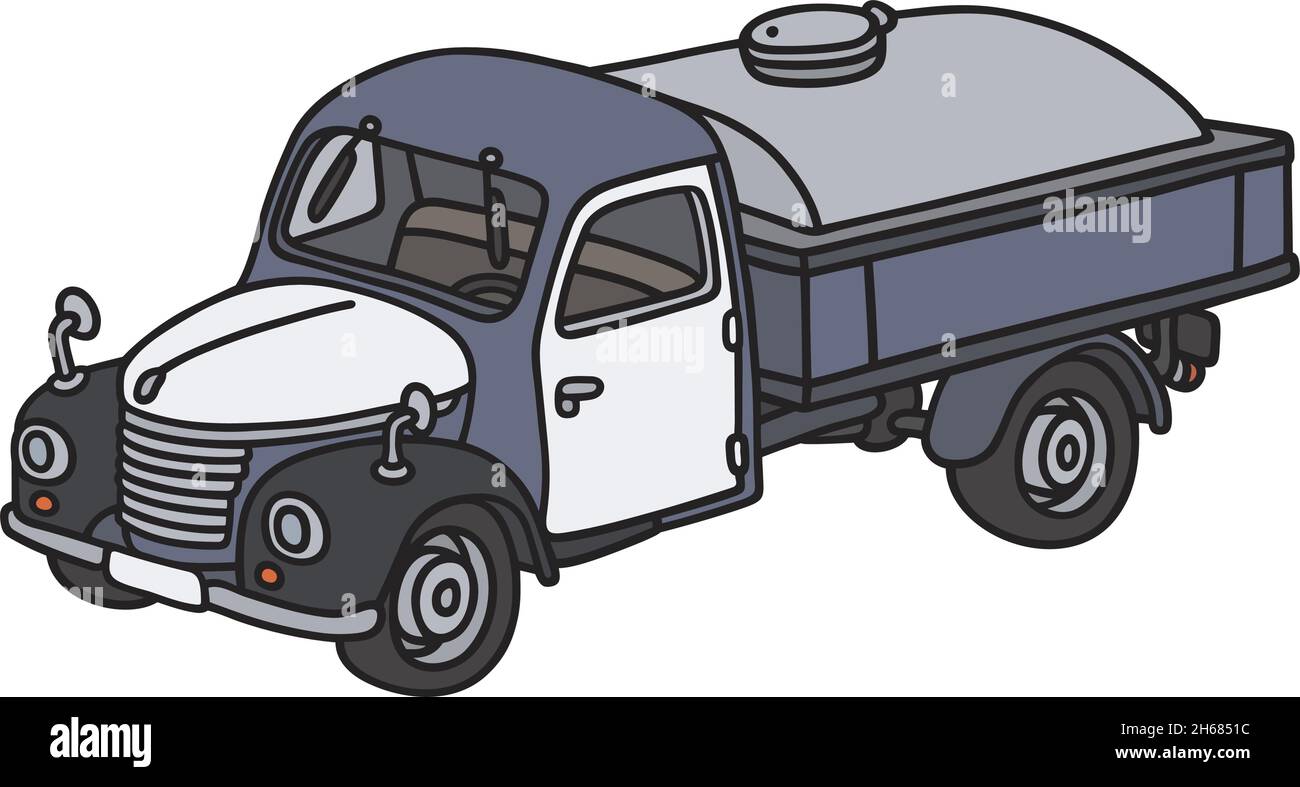 The vectorized hand drawing of an old dairy tank truck Stock Vector ...