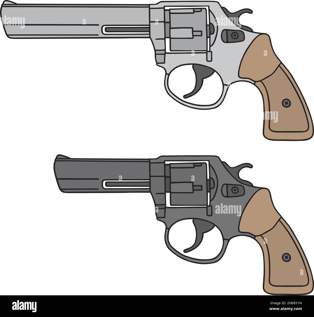 hand drawing of two classic revolvers Stock Vector Image & Art - Alamy