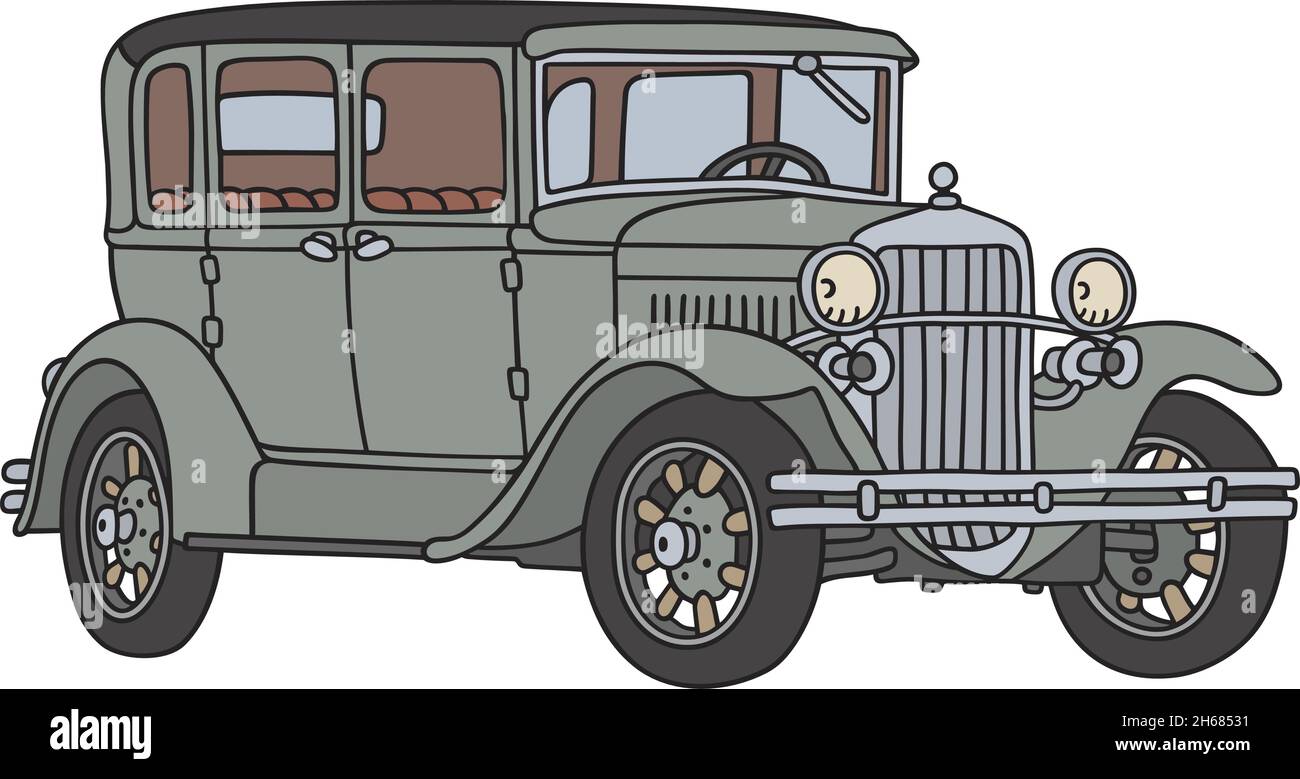The vectorized hand drawing of a vintage gray limousine Stock Vector ...