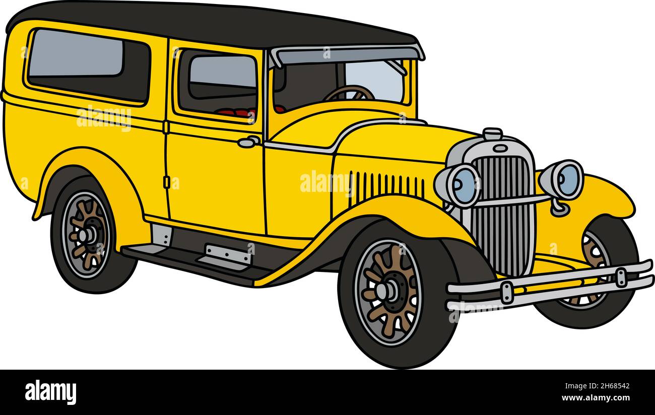 The vectorized hand drawing of a vintage yellow station wagon Stock ...
