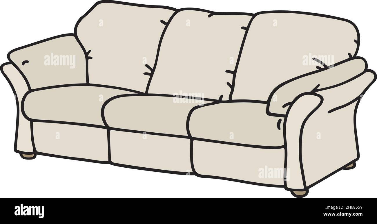 the vectorized hand drawing of a white sofa Stock Vector Image & Art ...