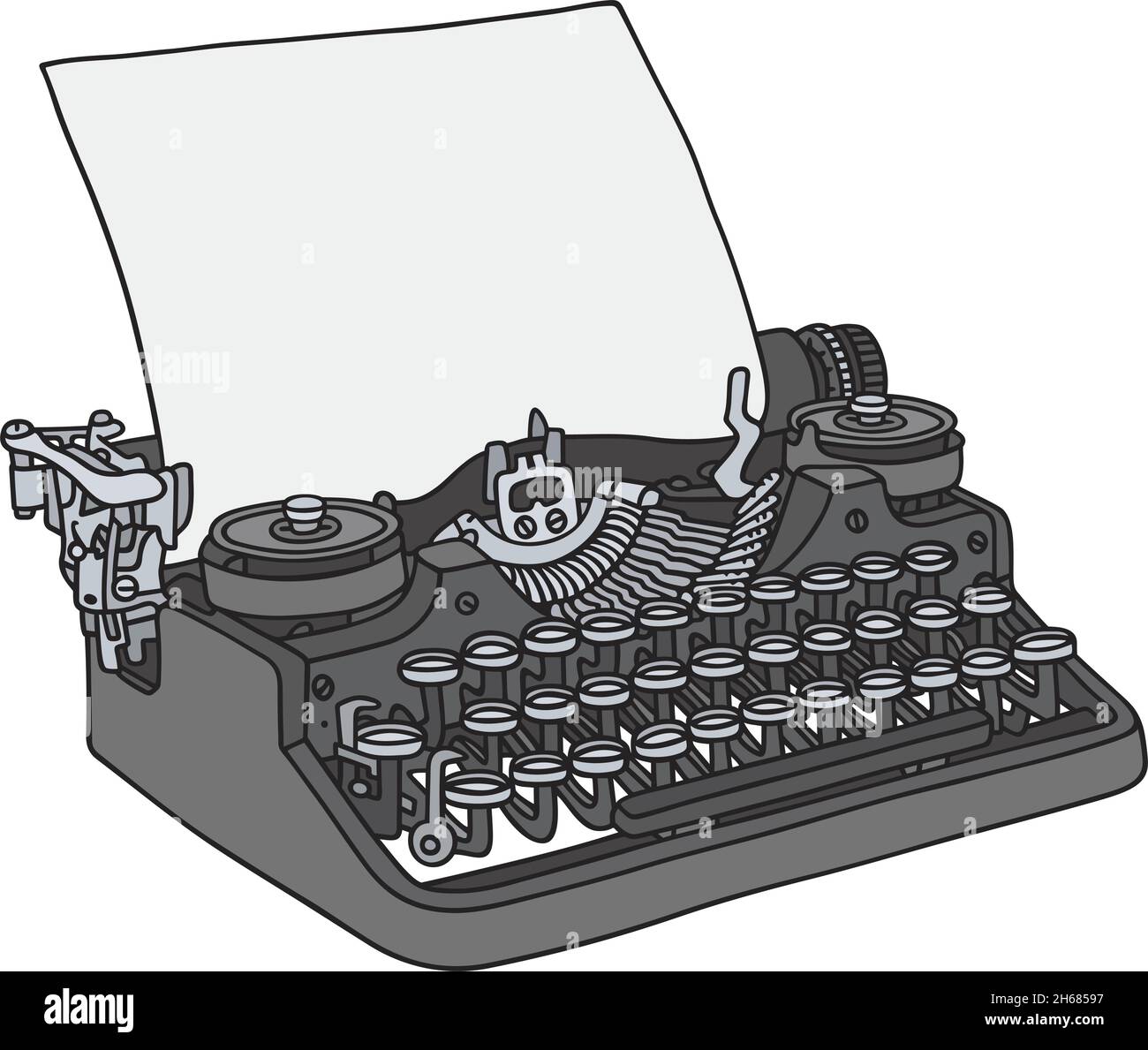 The vectorized hand drawing of a retro typewriter Stock Vector Image ...