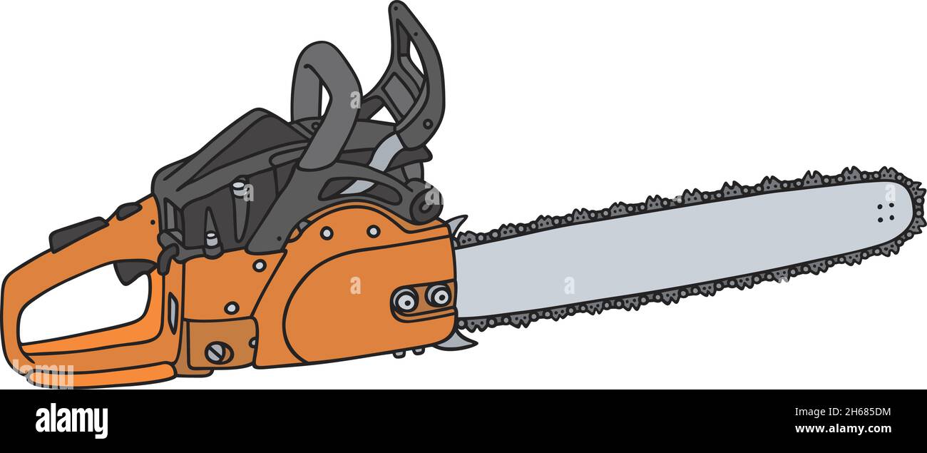 the vectorized hand drawing of an orange chainsaw Stock Vector Image ...