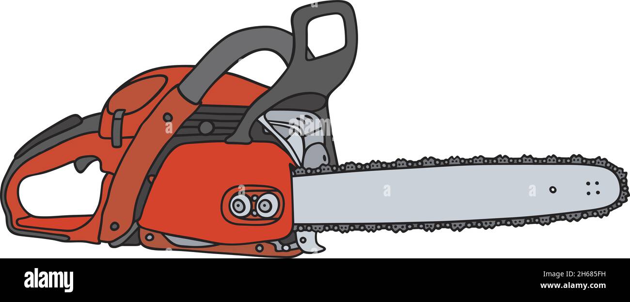 the vectorized hand drawing of a red chainsaw Stock Vector Image & Art ...