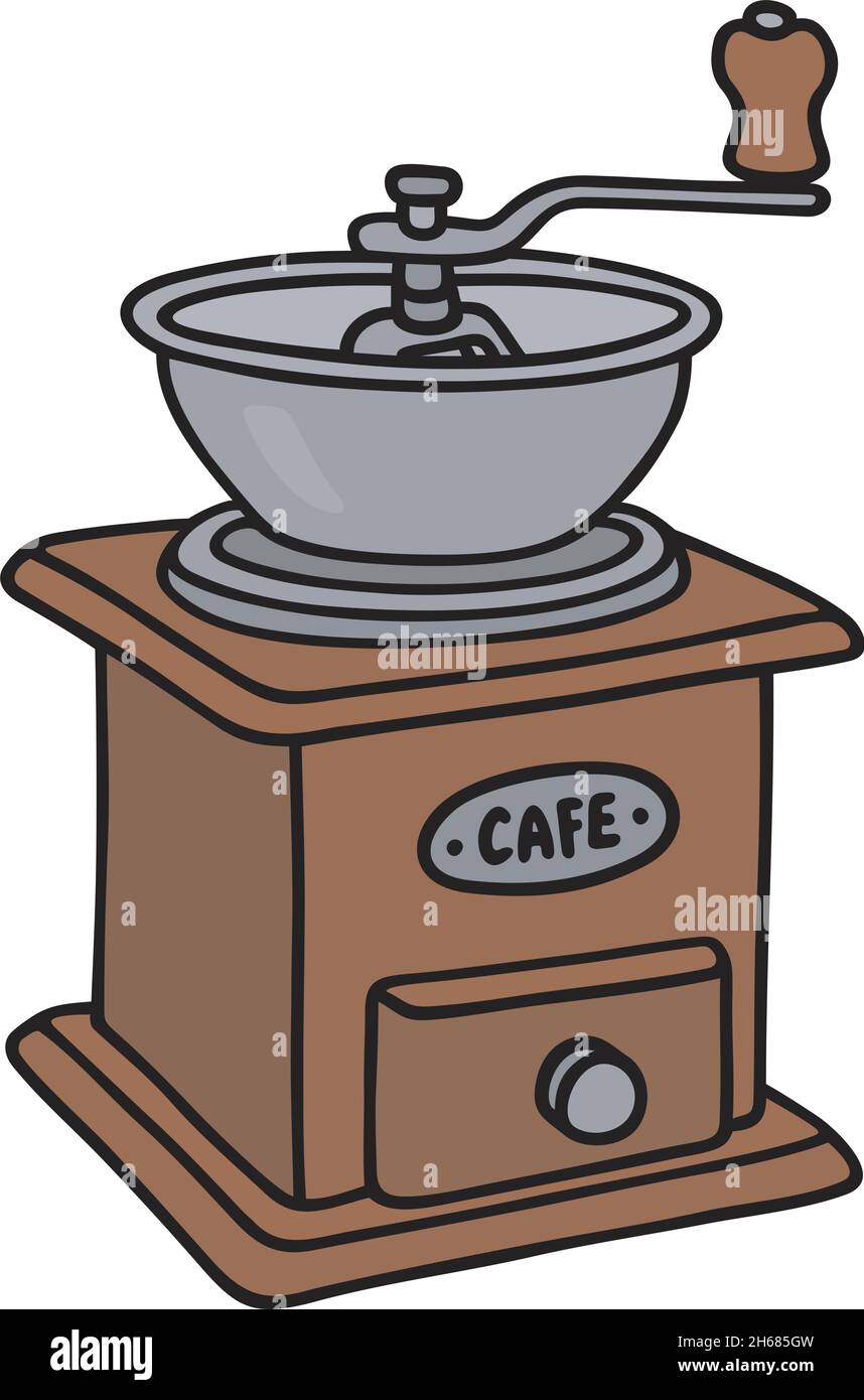 the vectorized hand drawing of a retro coffee mill Stock Vector Image ...