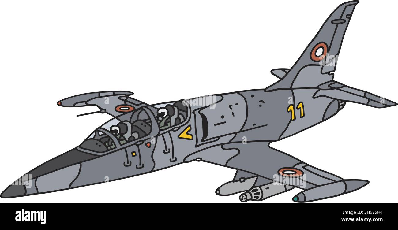 The vecrorized hand drawing of a small military jet Stock Vector Image ...