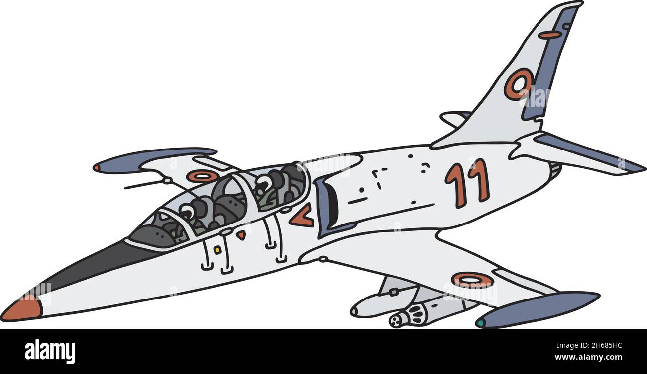 The vecrorized hand drawing of a small white military jet Stock Vector ...