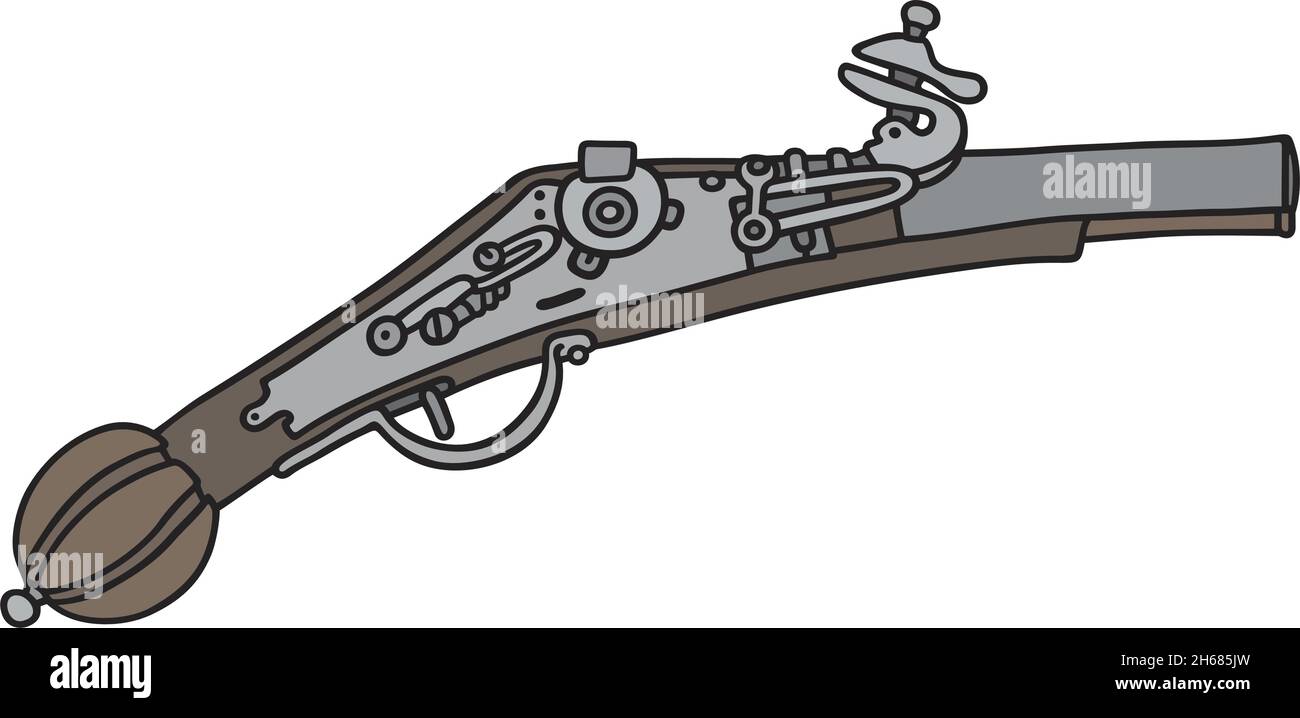 The vectorized hand drawing of a historical matchlock handgun Stock ...