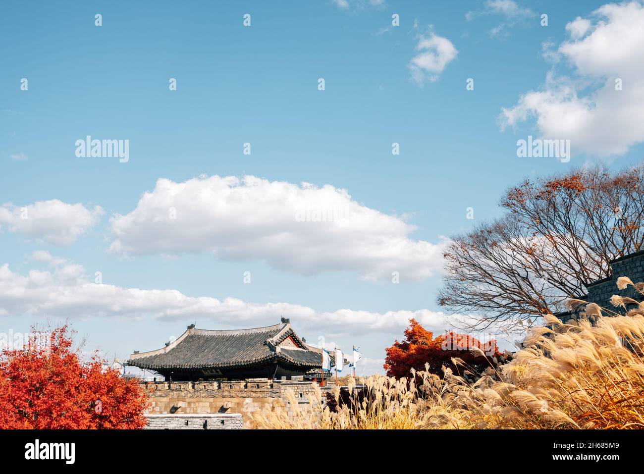 Hwaseong fortress Hwaseomun Gate at autumn in Suwon, Korea Stock Photo ...