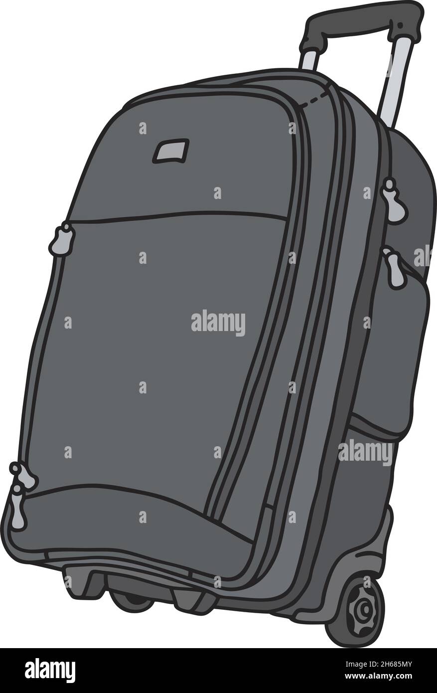 The vectorized hand drawing of a black suitcase on wheels Stock Vector ...