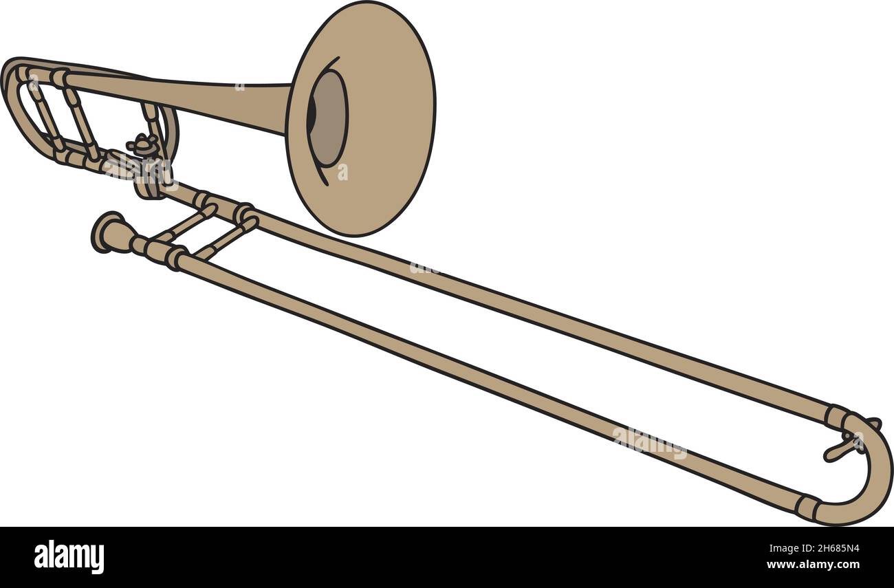 The vectorized hand drawing of a classic trombone Stock Vector Image ...