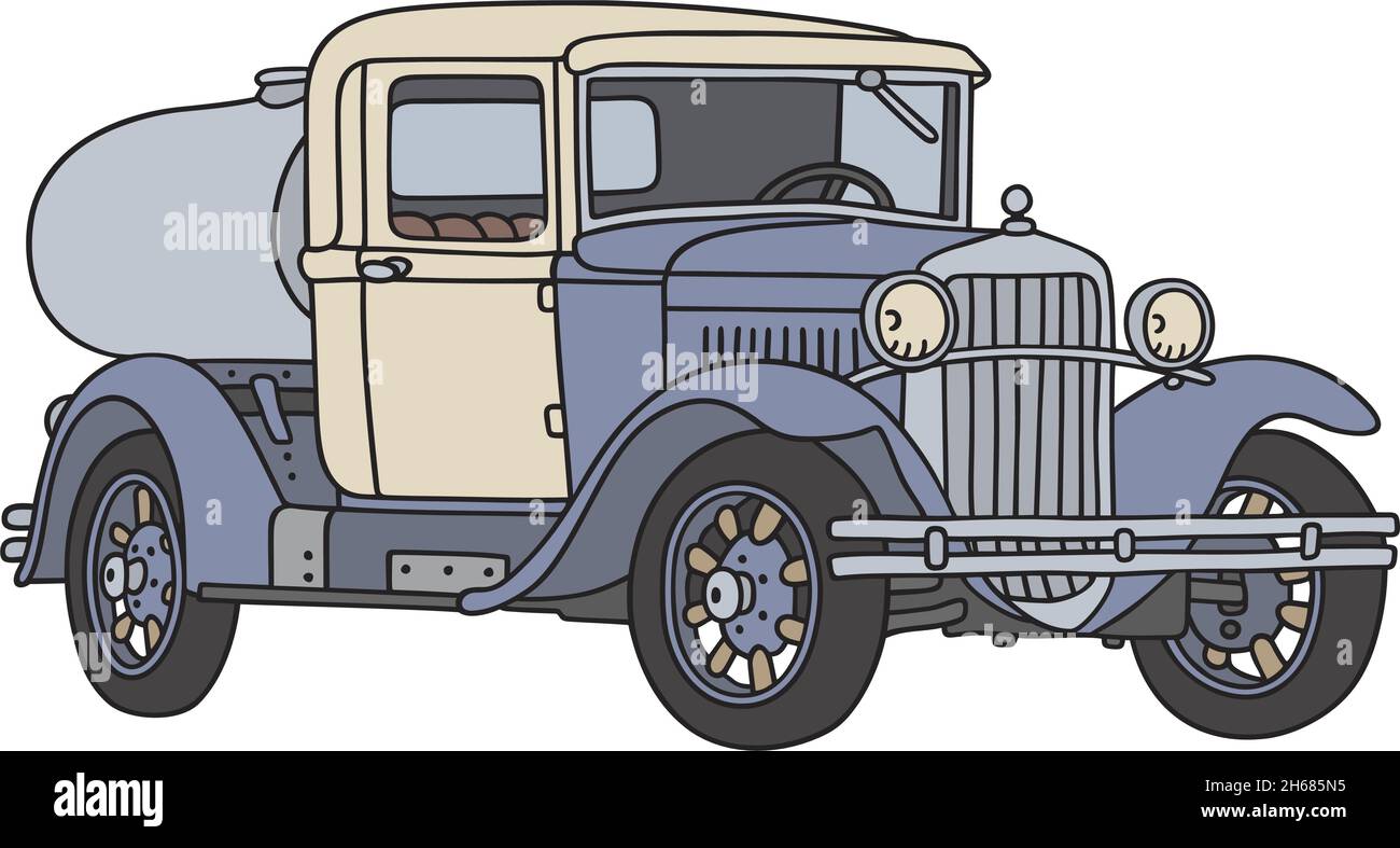 The vectorized hand drawing of a vintage dairy tank truck Stock Vector ...