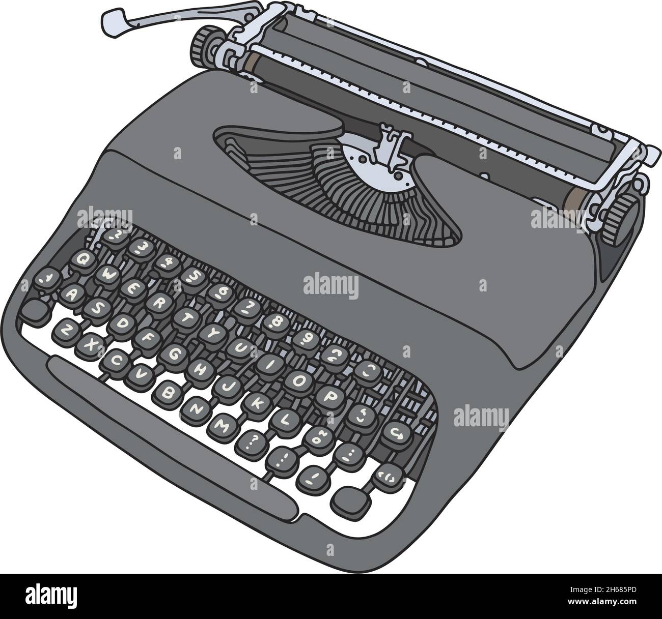 The vectorized hand drawing of a retro sutcase typewriter Stock Vector ...