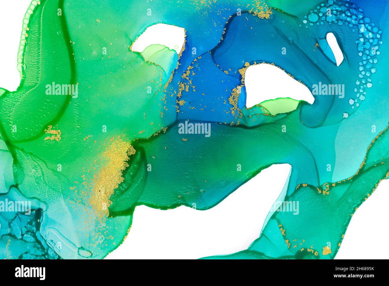 Abstract watercolor ocean style gradient pattern with gold glitter and ...