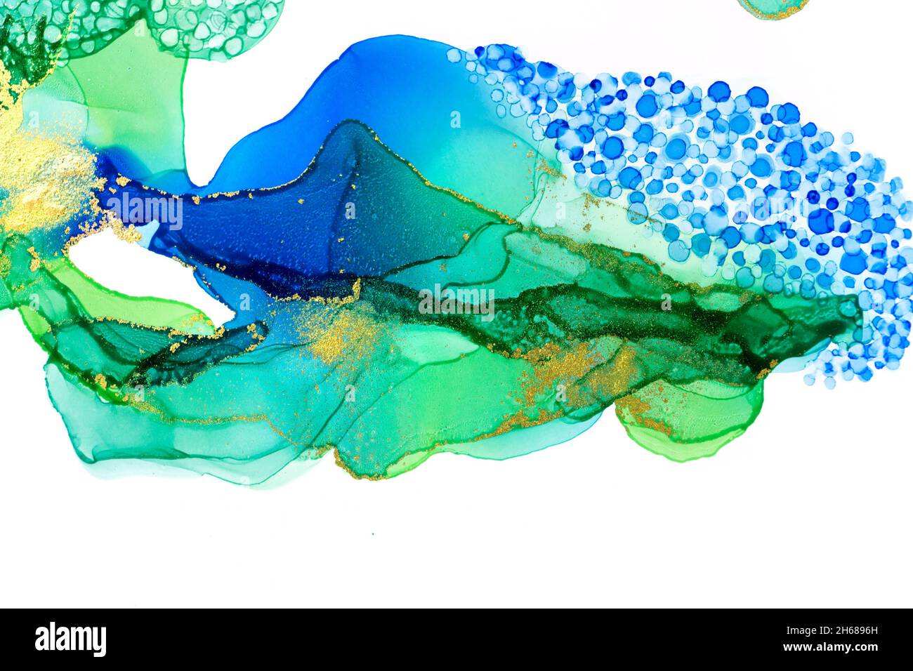 Abstract watercolor ocean style gradient pattern with gold glitter and ...