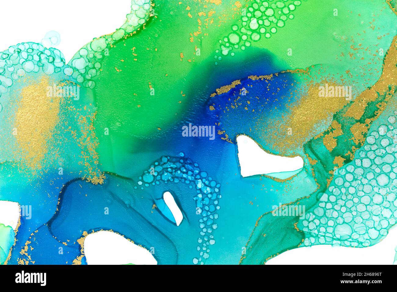 Abstract watercolor ocean style gradient pattern with gold glitter and ...