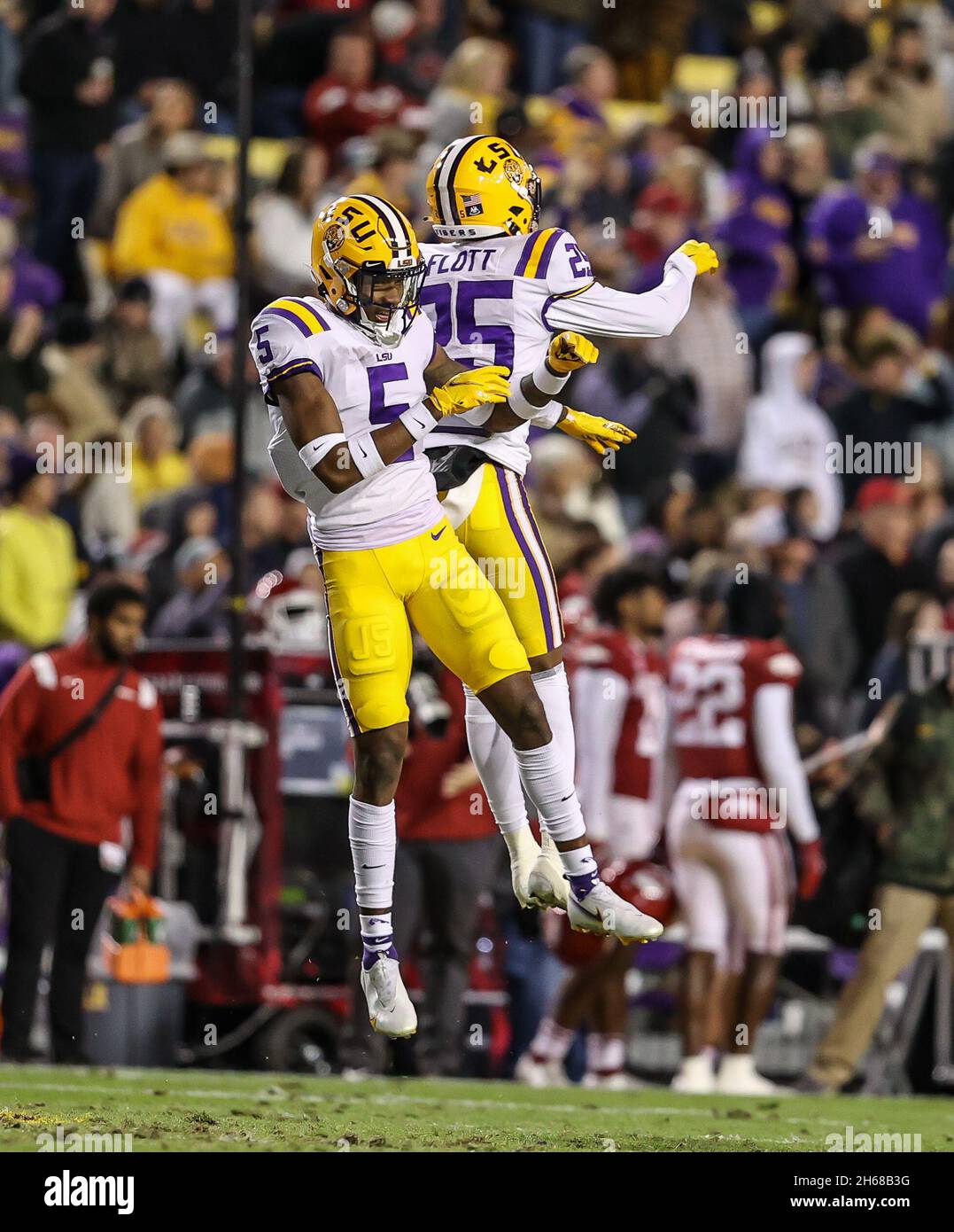 Baton Rouge, LA, USA. 13th Nov, 2021. LSU's Jay Ward #5 and Cordale ...