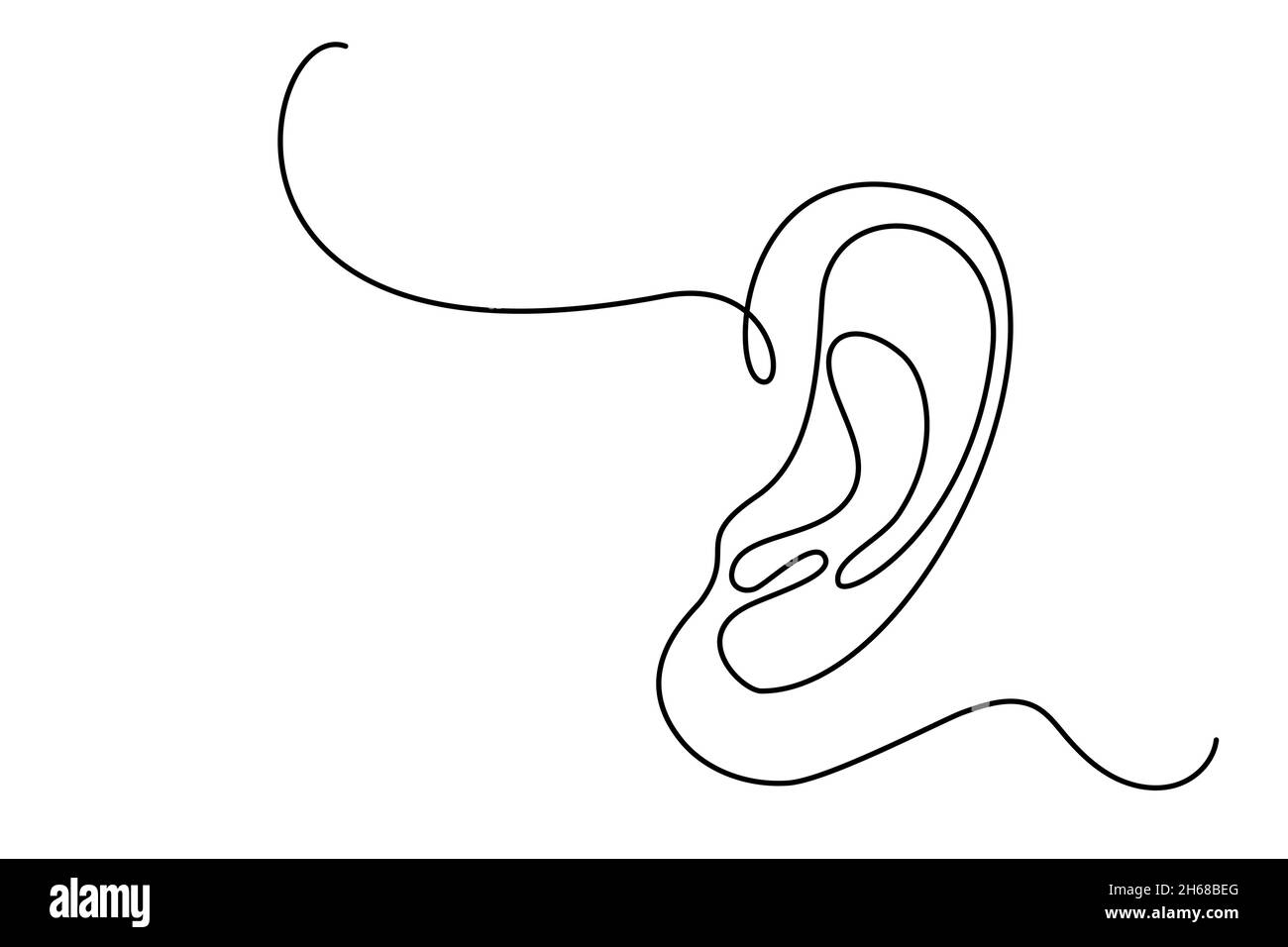 Human ear continuous one line drawing. World deaf day single line ...