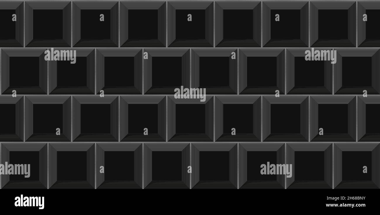 Black square subway tile seamless pattern. Wall with brick texture ...