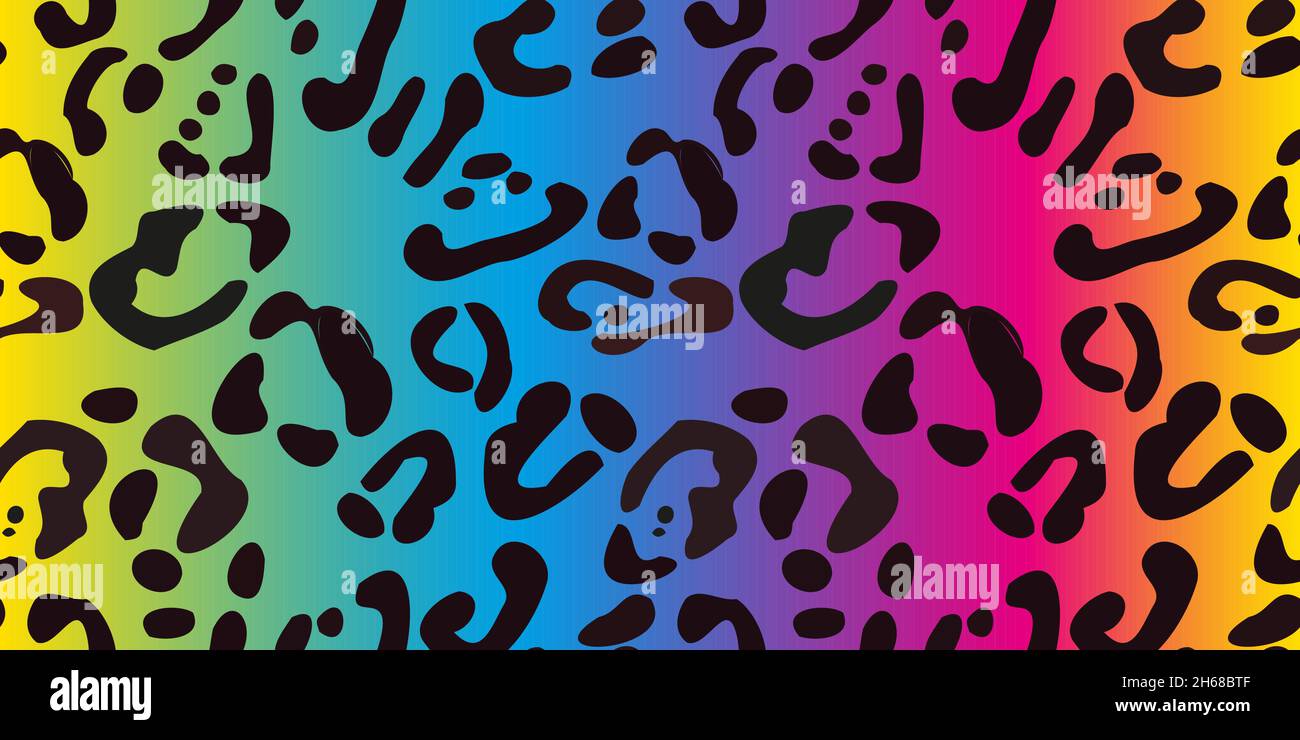 Rainbow leopard seamless pattern. Colorful neon vector background. Gradient wallpaper Stock ...