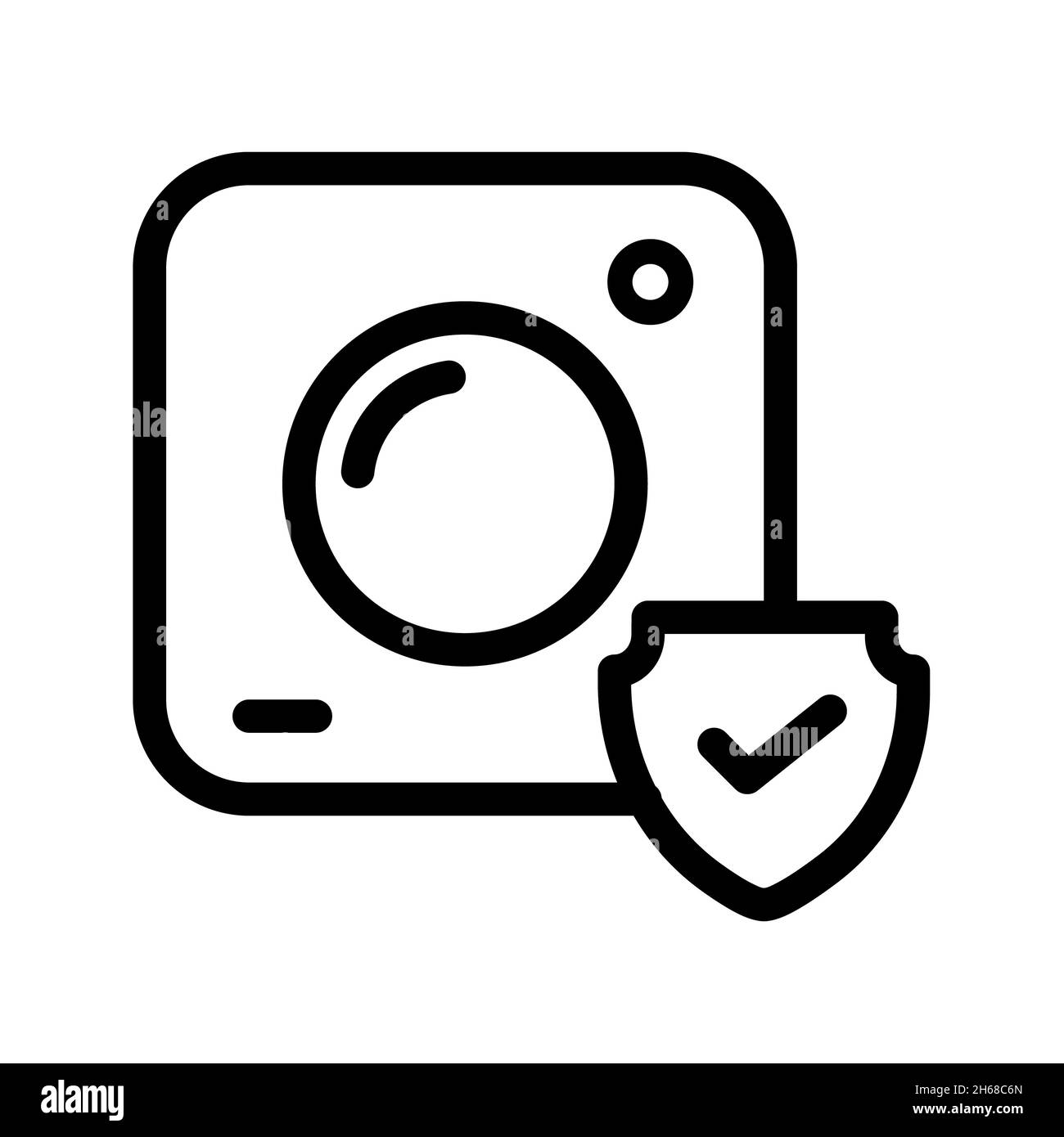 security camera shield video monitored single isolated icon with ...