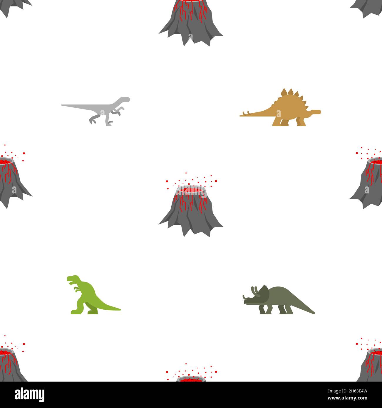 Volcano and dinosaur pattern seamless. Dino texture. Dinosaur ...