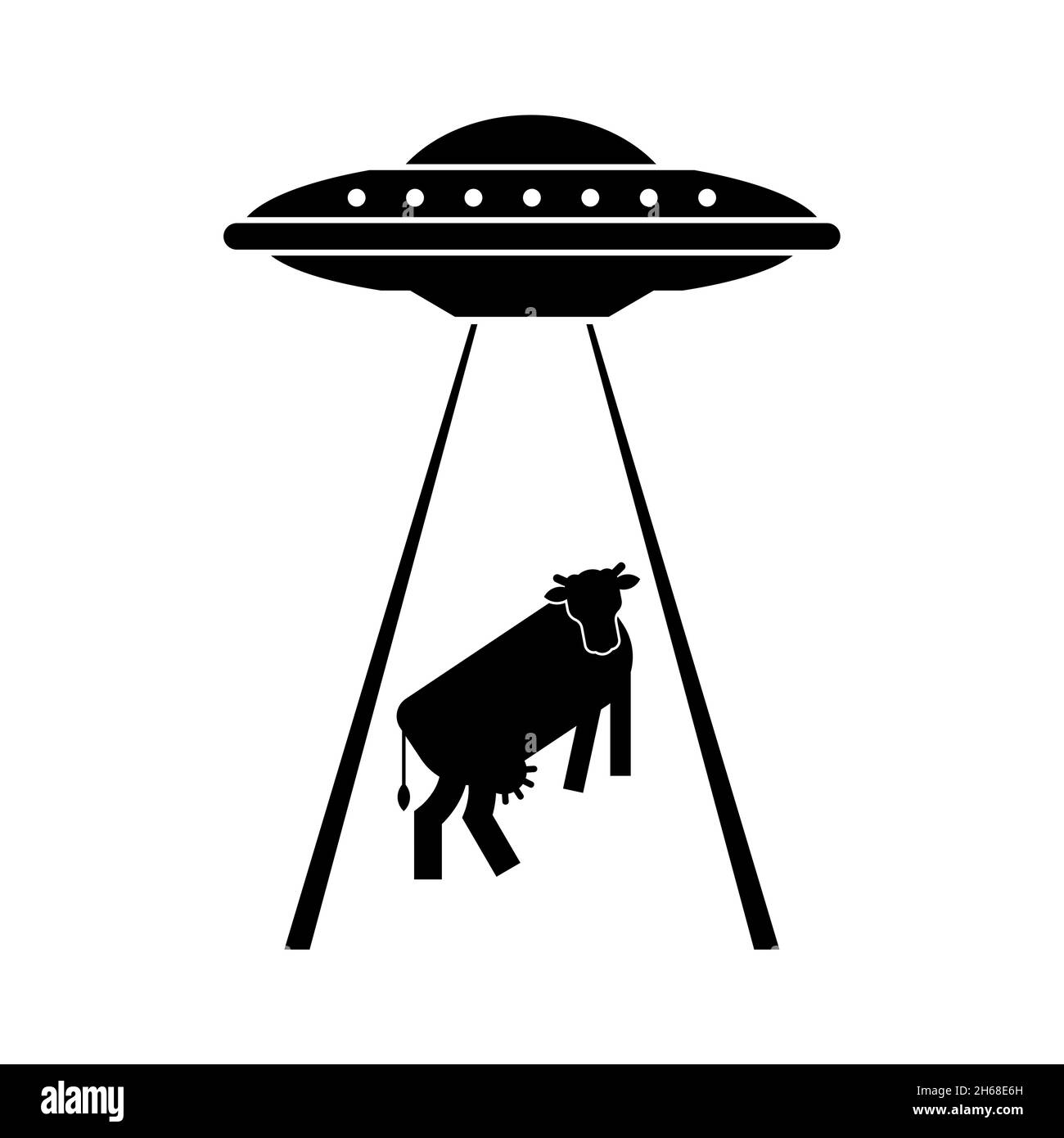 Ufo steals cow icon sign. Alien flying saucer and cows. Concept of ...