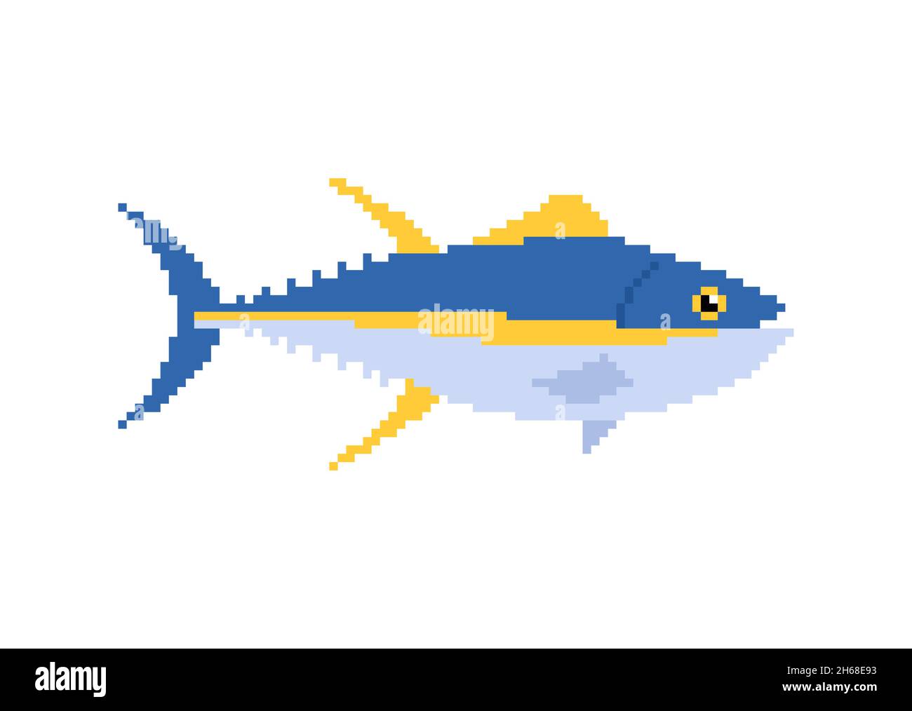 Tuna pixel art. pixelated tunny Seafood fish. 8 bit vector illustration ...
